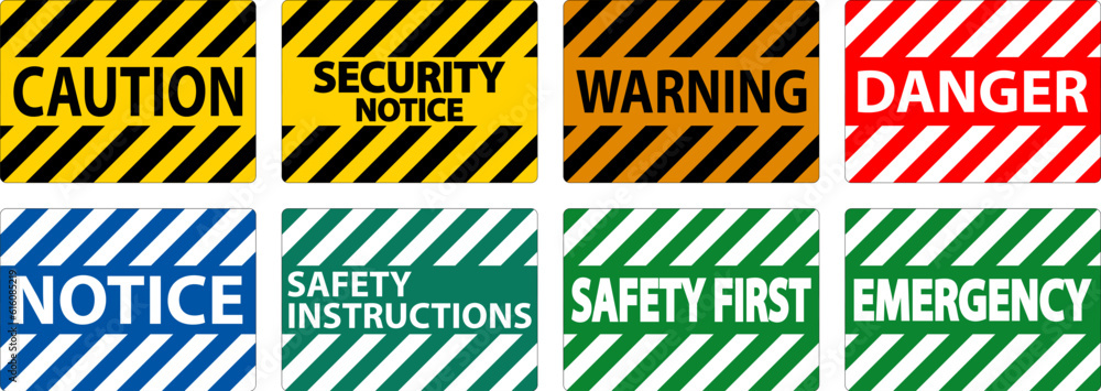 Caution, Notice, Security notice, Emergency, Safety first, Safety ...