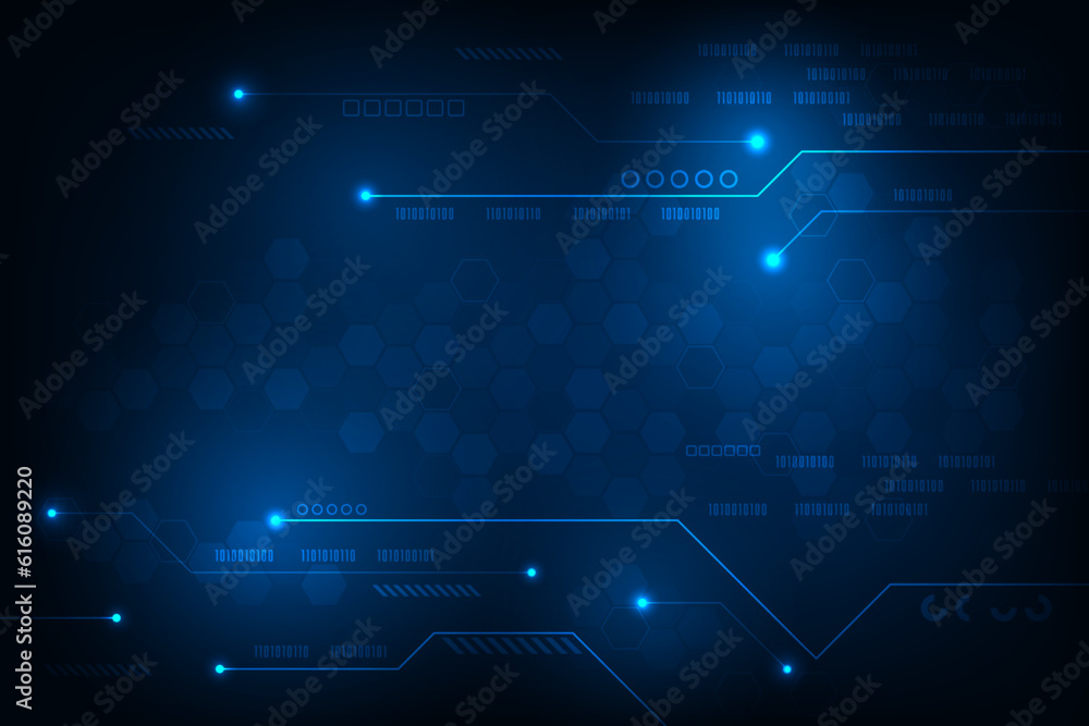 Vector hi tech line circuit technology with hexagones geometric ...