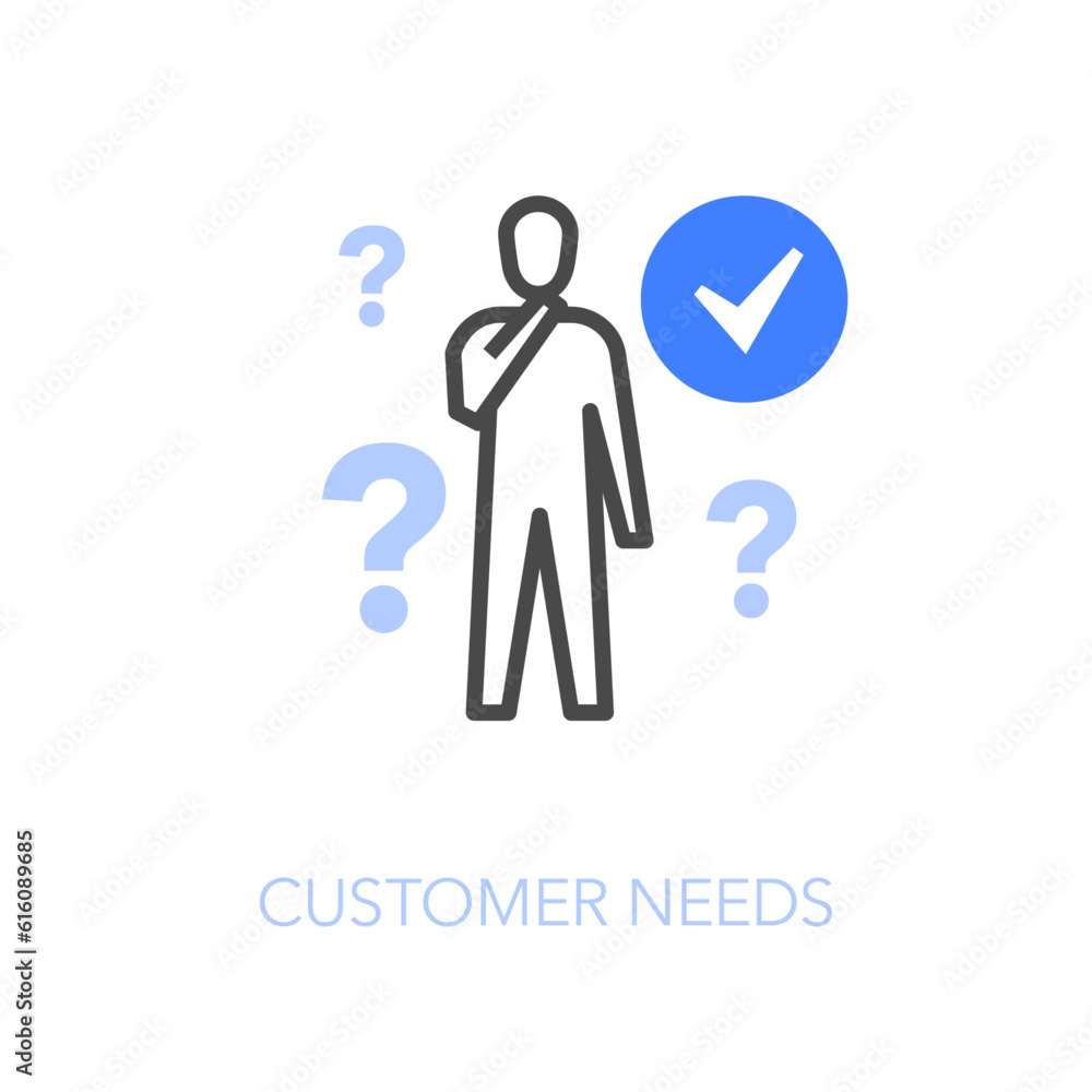 Customer needs an icon symbol with a person, question marks and a check ...