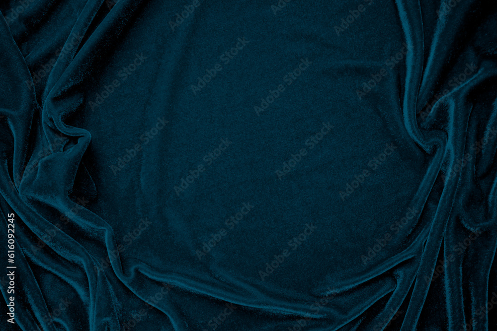 Blue velvet fabric texture used as background. Peacock color panne ...
