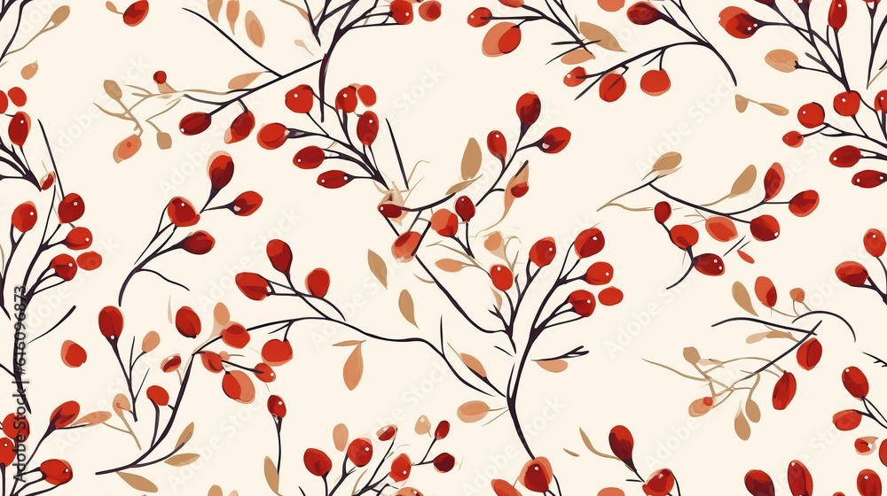 Barberry berries are red and yellow. Monochromatic background with ...