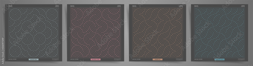 Brutal Background Set with Geometric Grid Seamless Pattern. Future ...