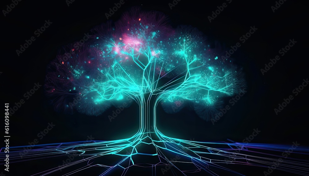 Artificial Intelligence concept a tree with branches in the form of ...