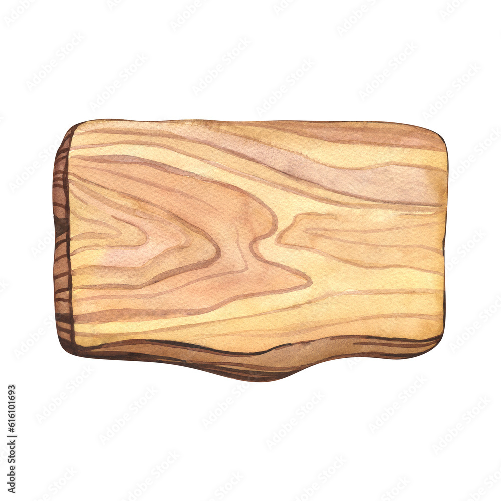 Watercolor wood plank board. Textured hand-drawn illustration isolated ...