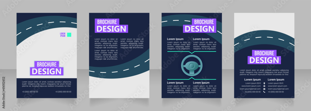 Driver license test blank brochure design. Template set with copy space ...
