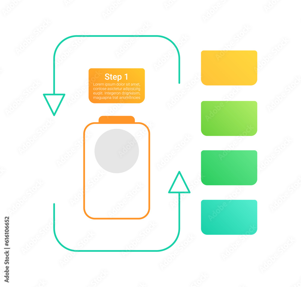 Battery charge indicator infographic chart design element set. Abstract ...