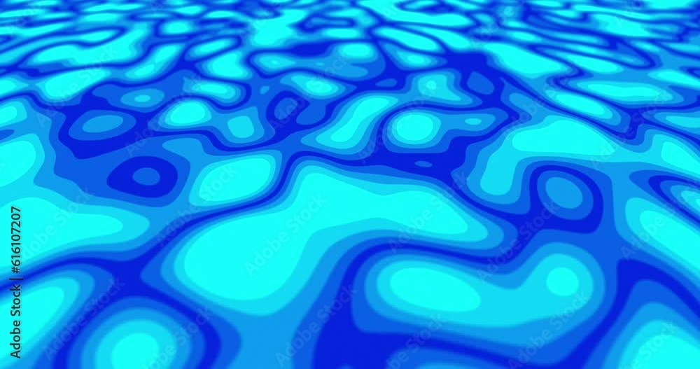 Abstract wavy blue background with animated contour map, outline ...