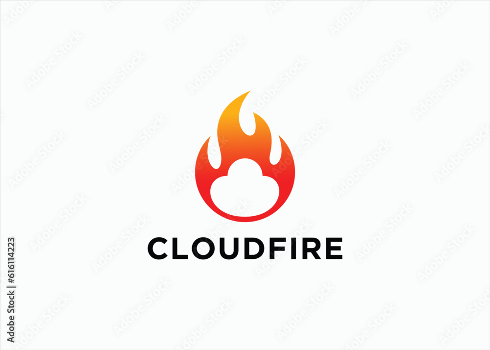cloud with fire logo design vector silhouette illustration Stock Vector ...
