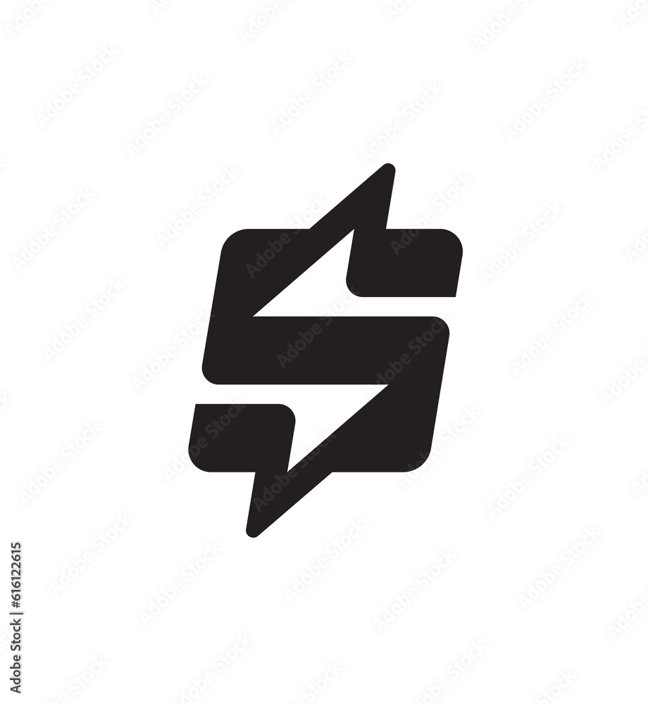 Letter S and lightning bolt design. S monogram and thunder symbol logo ...