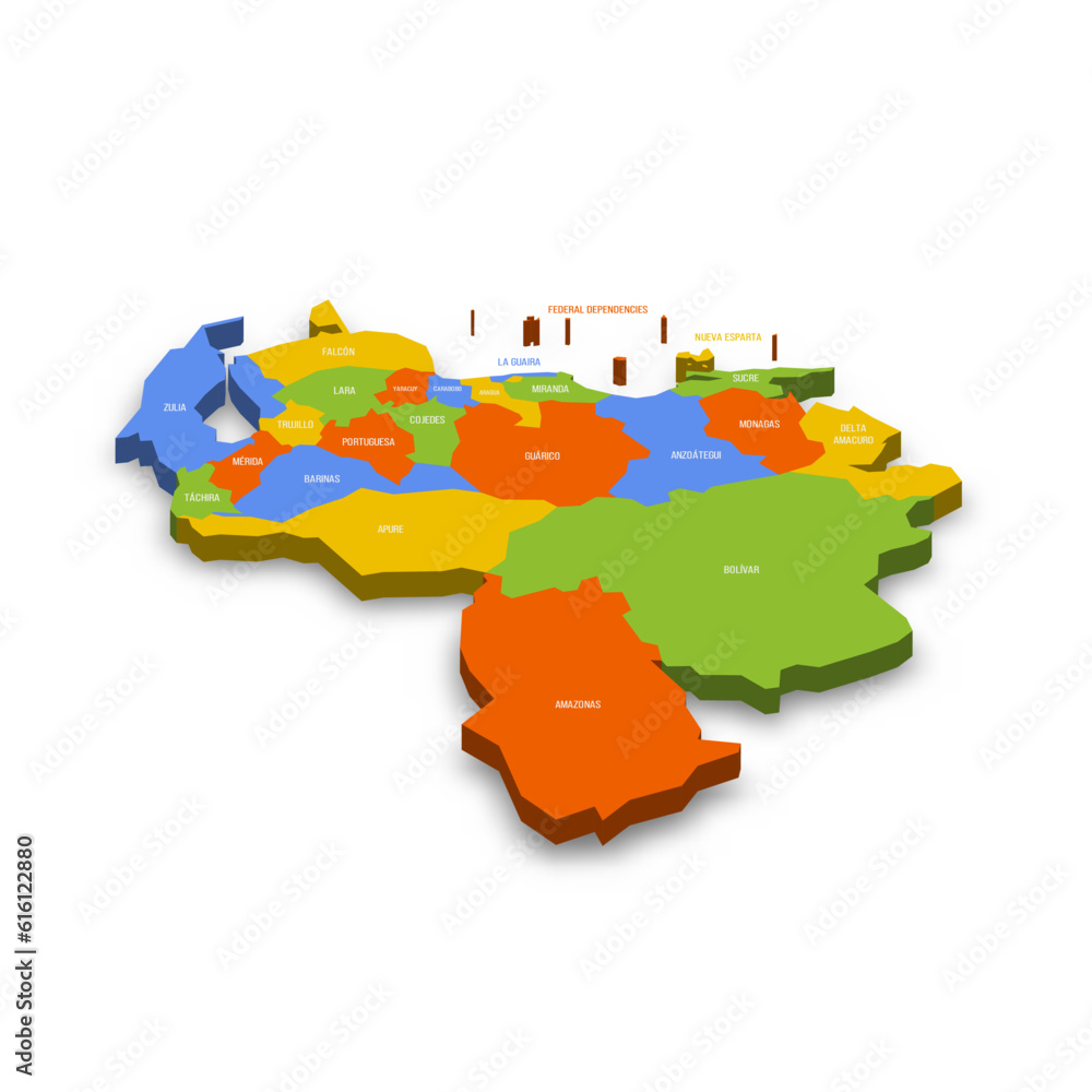 Venezuela political map of administrative divisions - states, capital ...