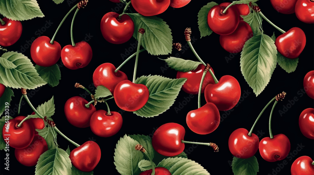 Vector illustration of sweet cherry berries texture. Cherry pattern for ...