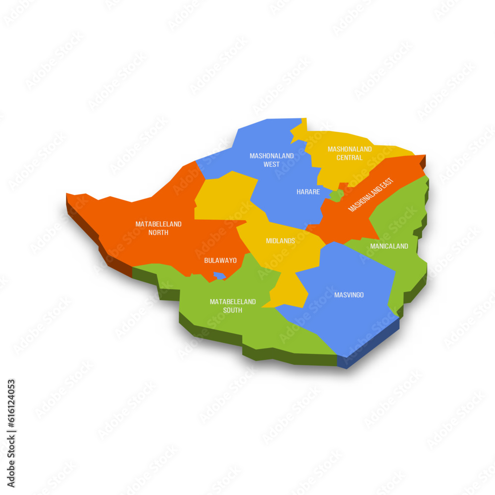 Zimbabwe political map of administrative divisions - provinces ...