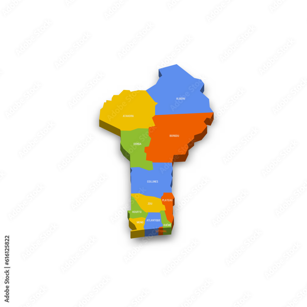 Benin political map of administrative divisions - departments. Colorful ...