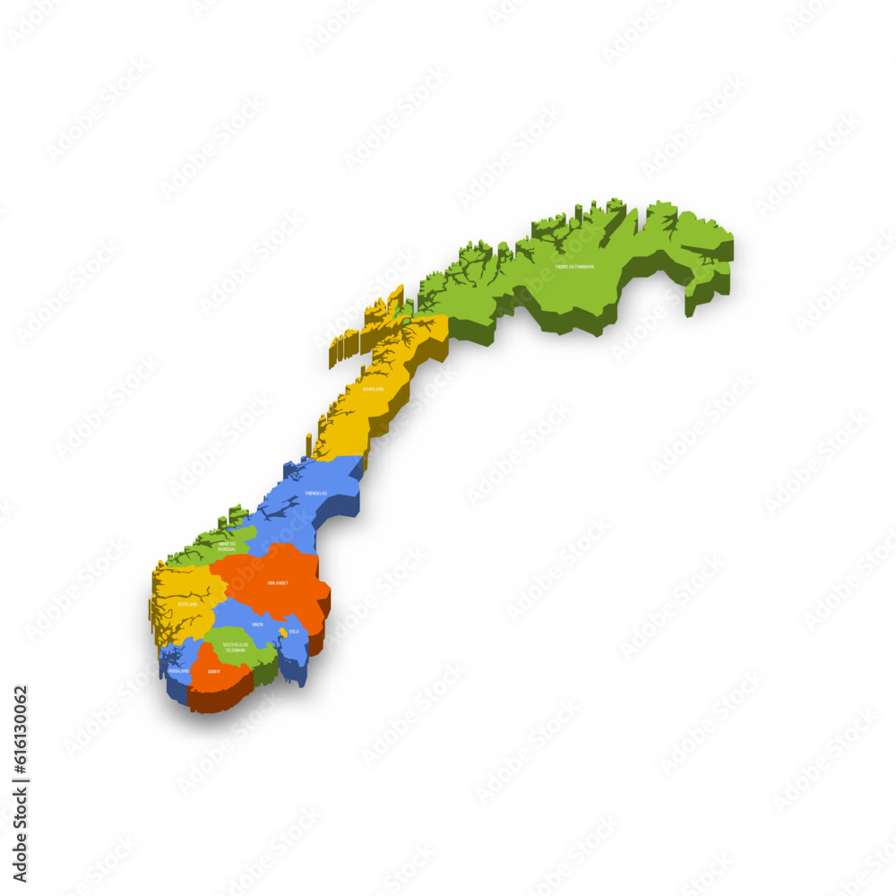 Norway political map of administrative divisions - counties and ...
