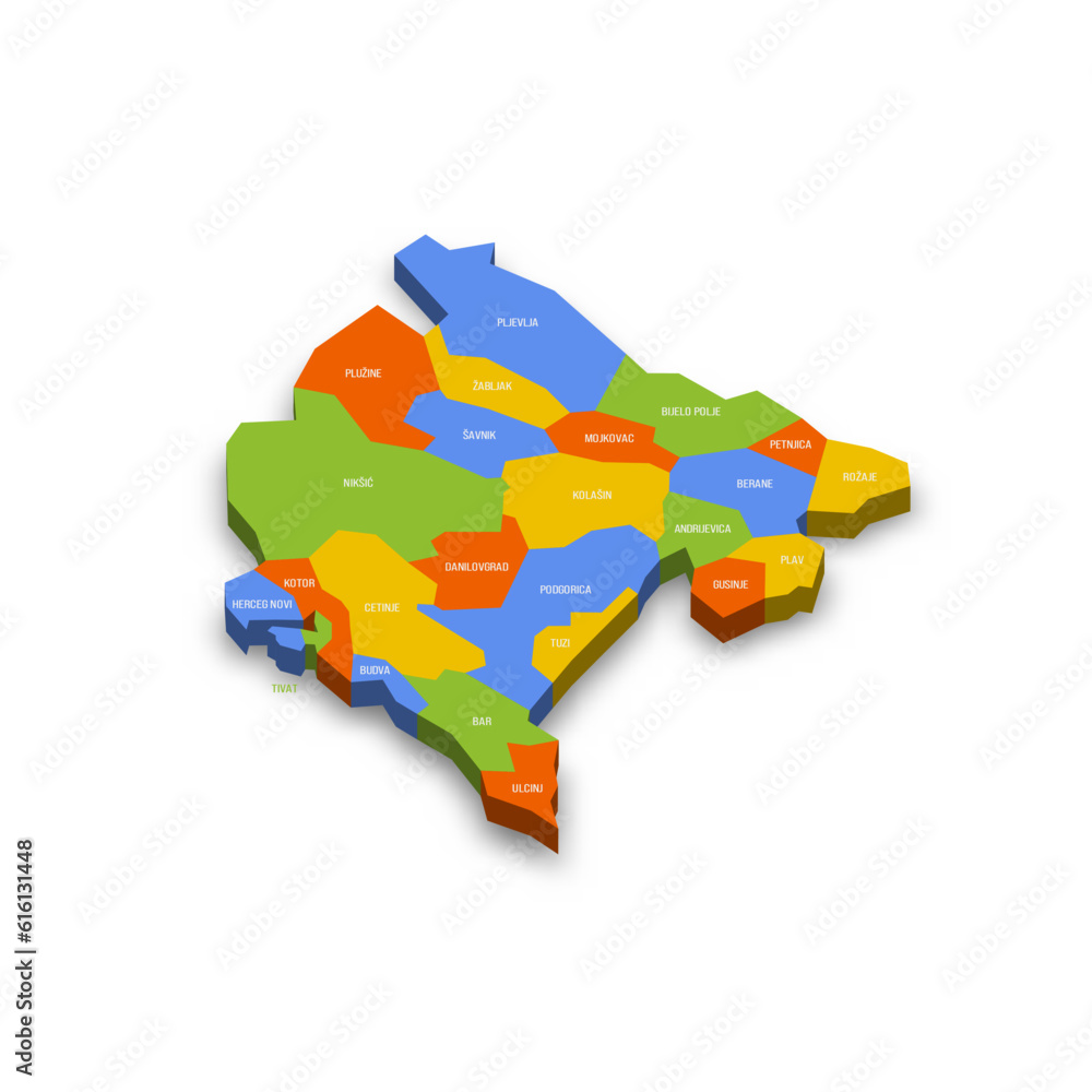 Montenegro political map of administrative divisions - municipalities ...