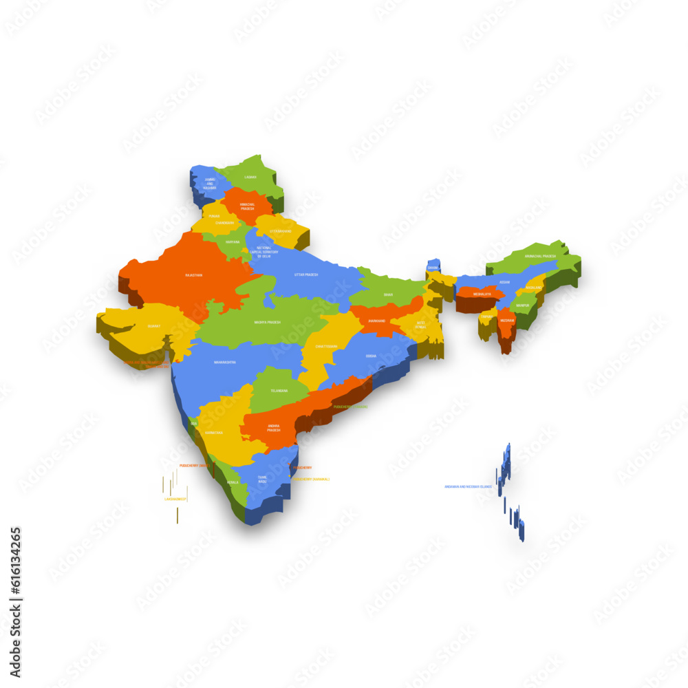 Photo & Art Print India political map of administrative divisions ...