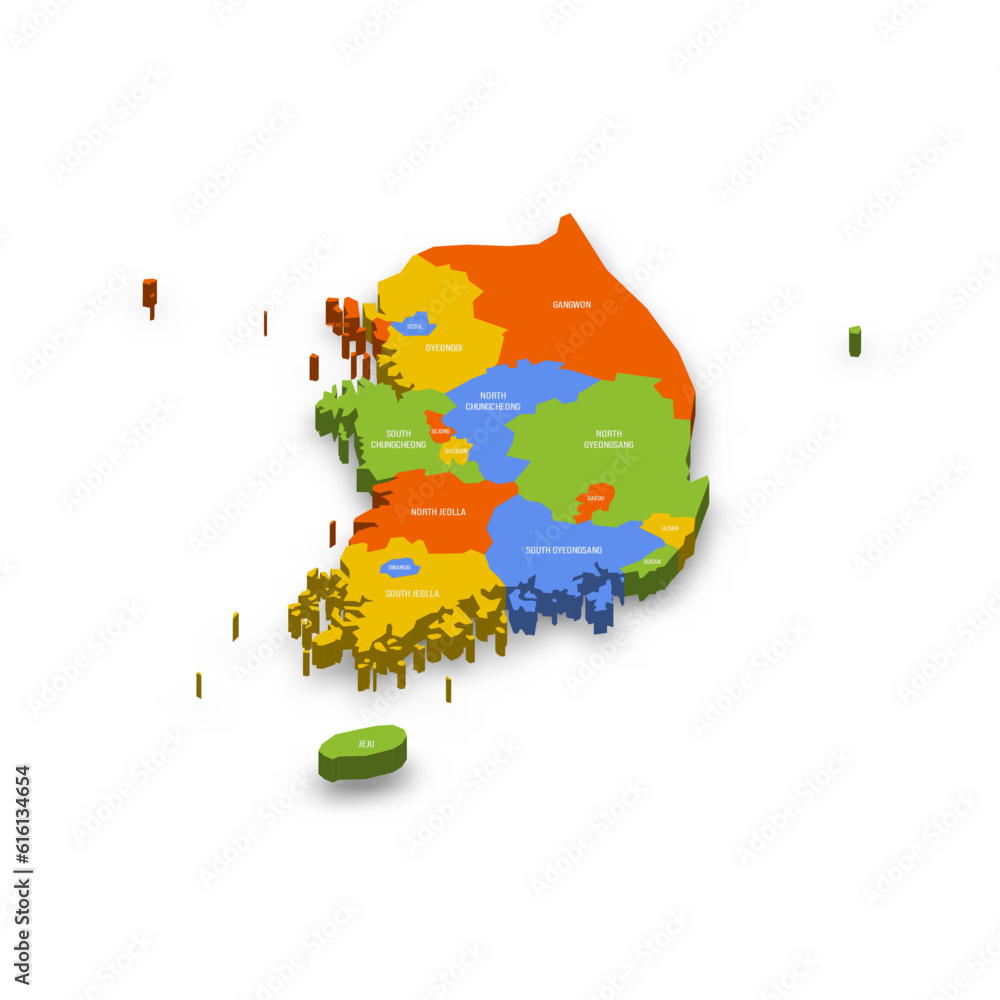 South Korea political map of administrative divisions - provinces ...