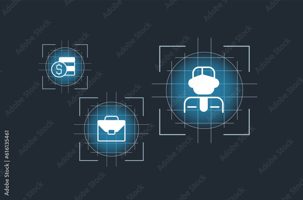 Employment concept design template with white glyph icons. Infographics ...