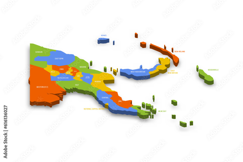 Papua New Guinea political map of administrative divisions - provinces ...