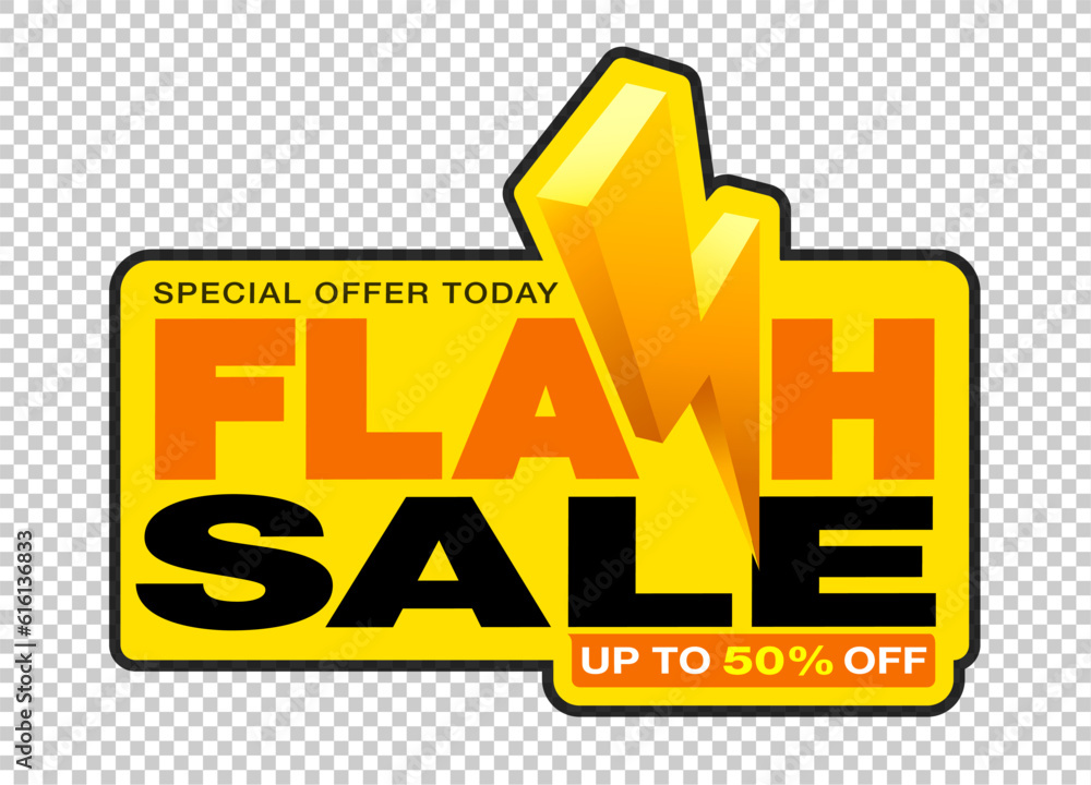 Flash sale advertisement logo sticker on isolated background. Special ...