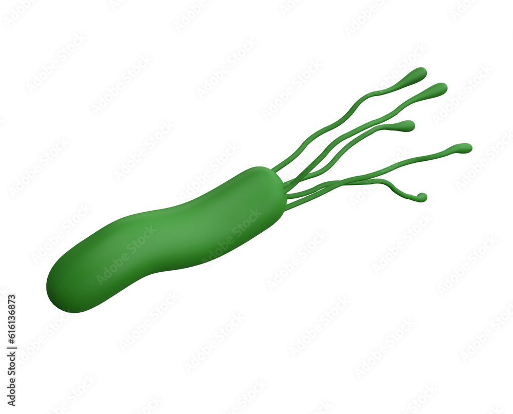 Helicobacter pylori bacteria 3d render realistic medicine icon for logo ...