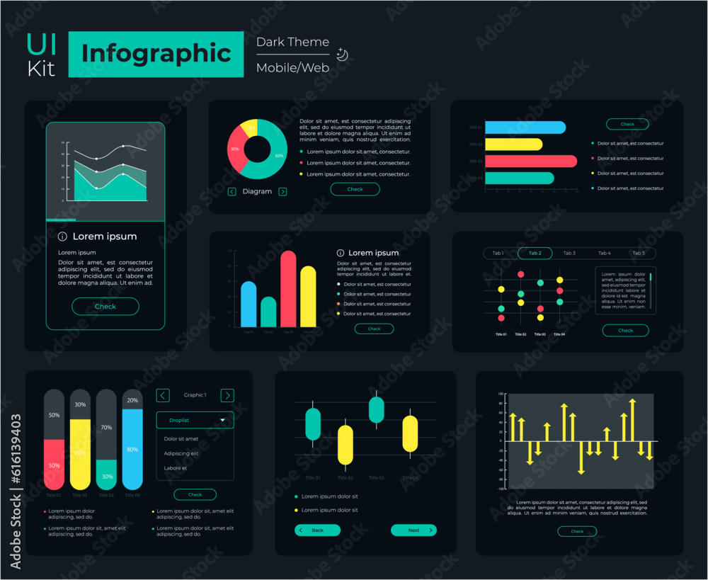Infographic tools UI elements kit. Data visualization isolated vector ...