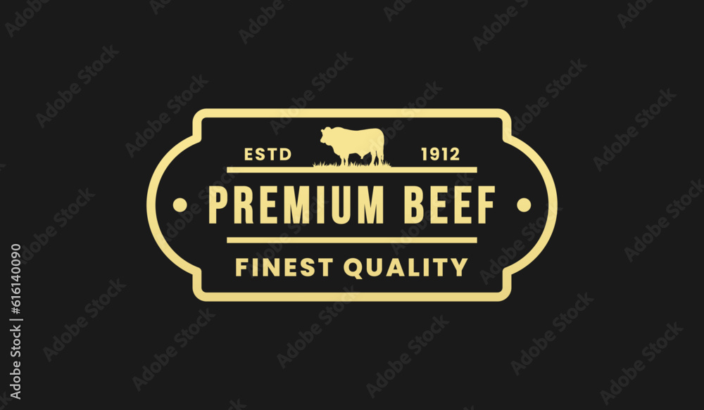 Premium beef Logo or Premium beef label Vector Isolated in Flat Style ...