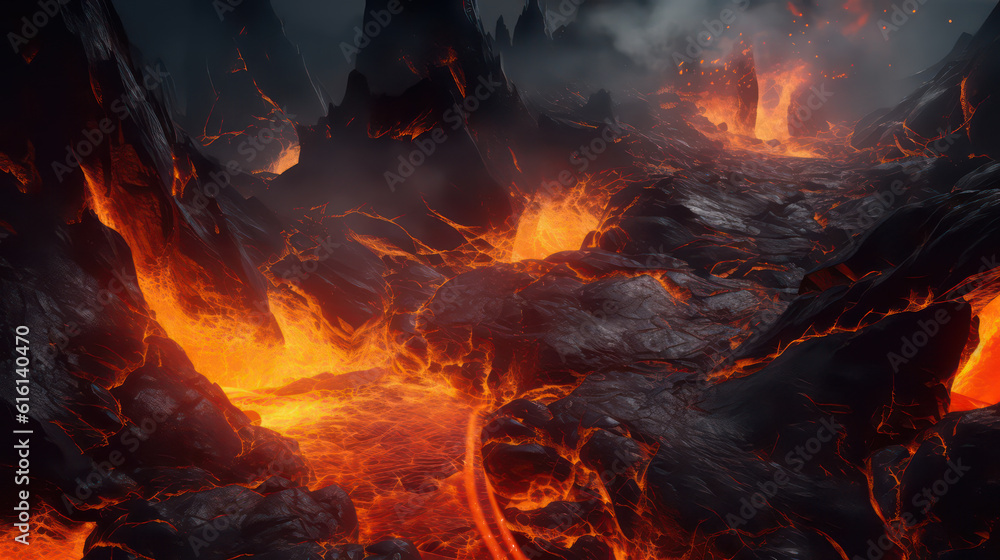 A huge earthquake cracks the ground and spews lava on a mining planet ...