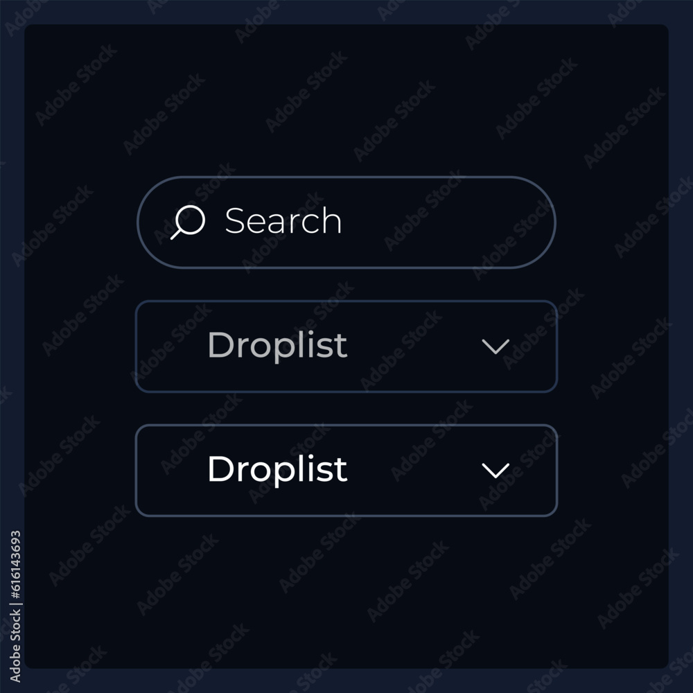 Drop down list UI elements kit. Search information isolated vector ...