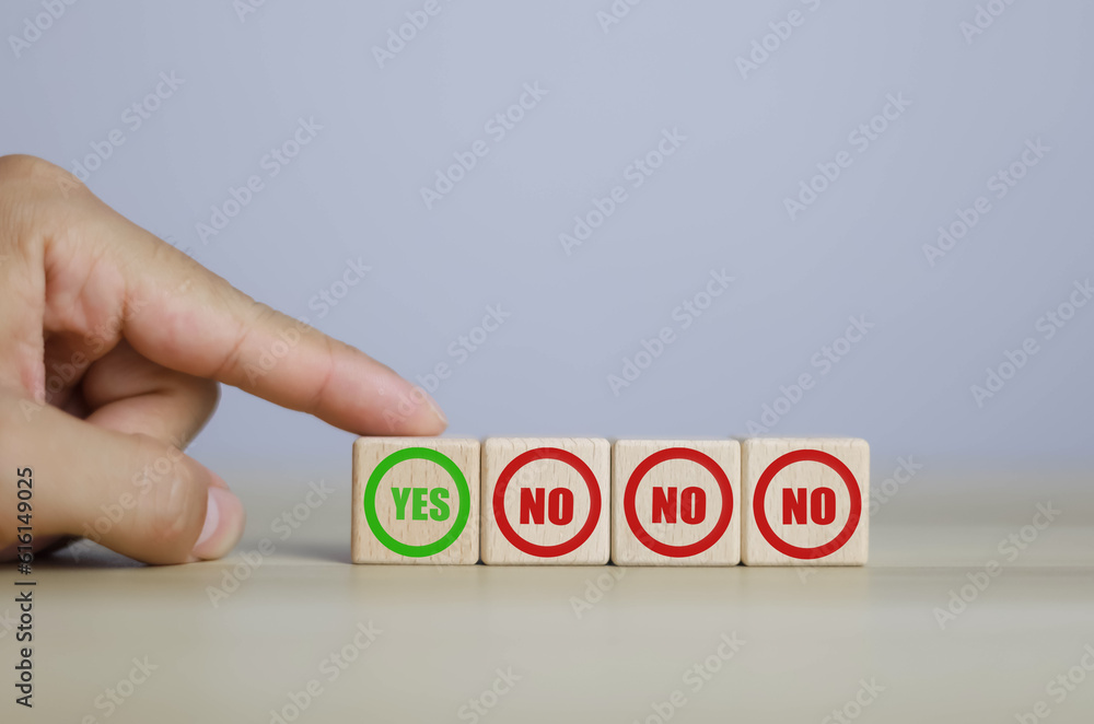 wooden block yes or no symbol and checkmark Alternative concepts ...