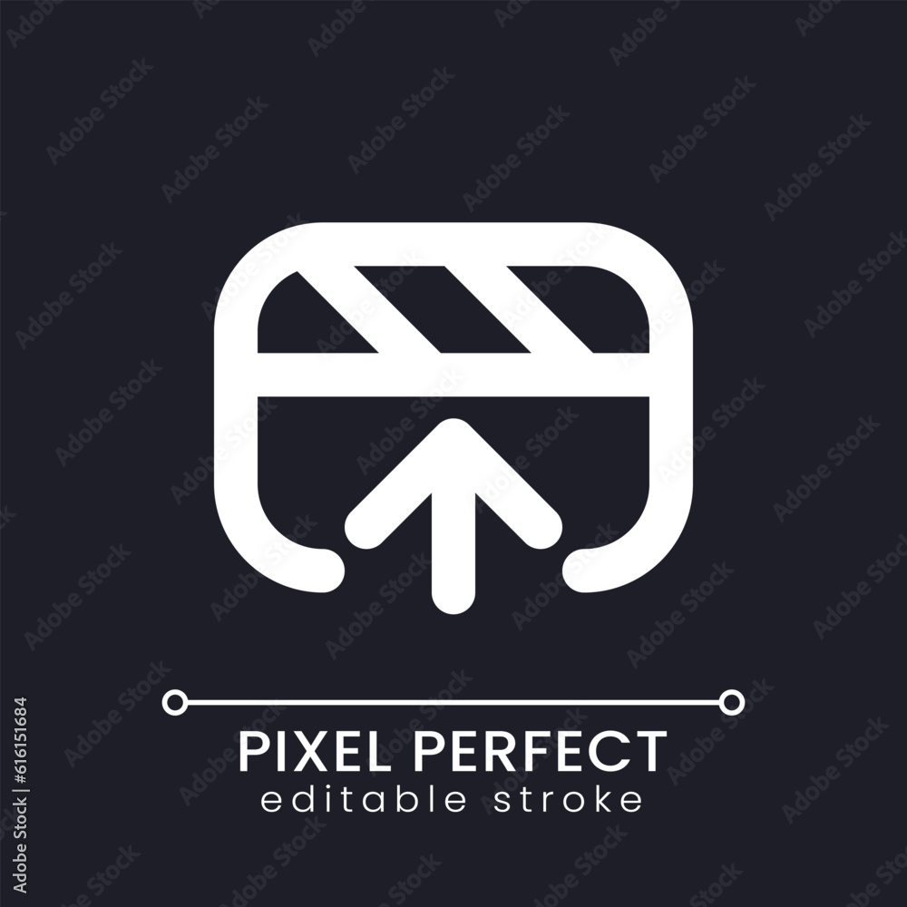 Export video file pixel perfect white linear ui icon for dark theme ...