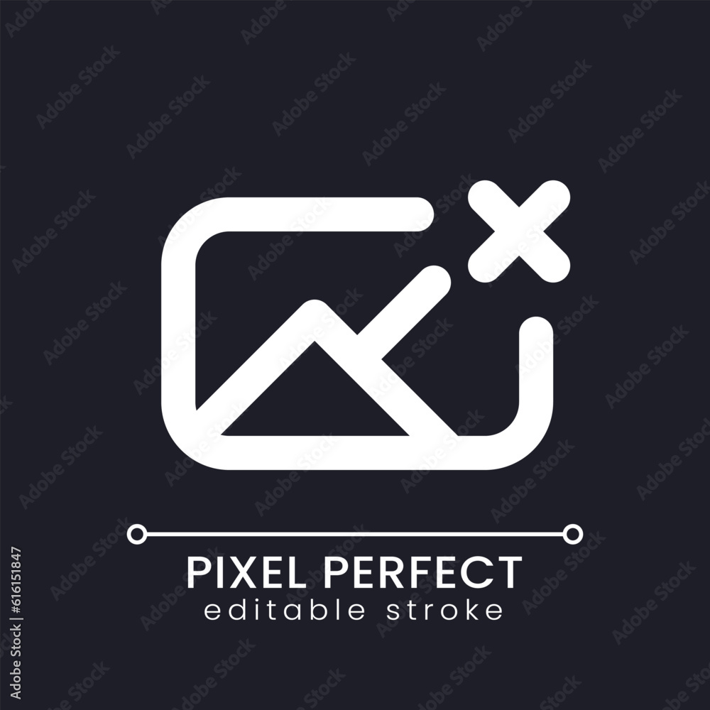 Vecteur Stock Remove photo file pixel perfect white linear ui icon for dark theme. Deleting ...