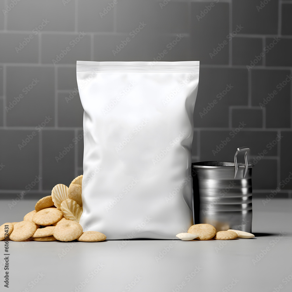 Plain white snack package mock up Stock Illustration | Adobe Stock