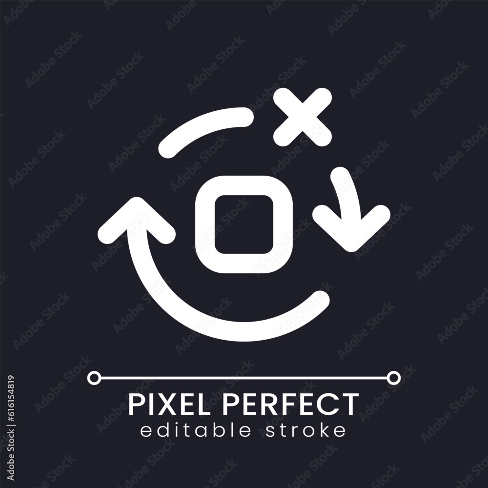 Remove spinning effect pixel perfect white linear ui icon for dark theme. Delete circular motion ...