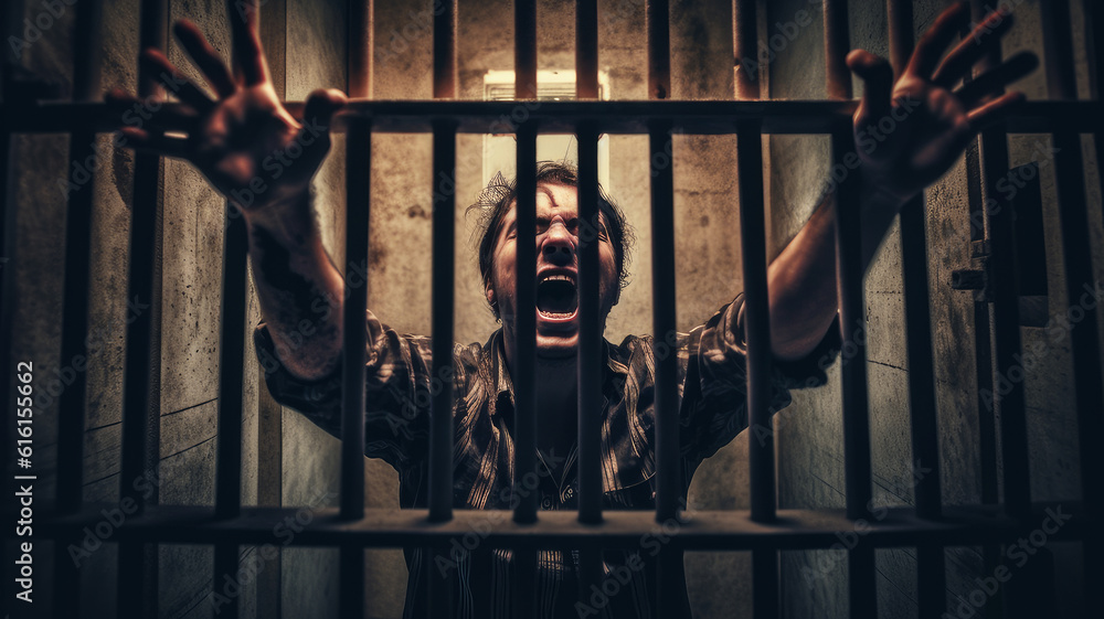 criminal behind bars in prison Stock Illustration | Adobe Stock