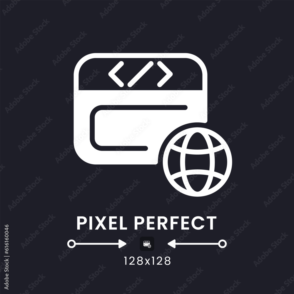Website host white solid desktop icon. Domain registration. Protected ...