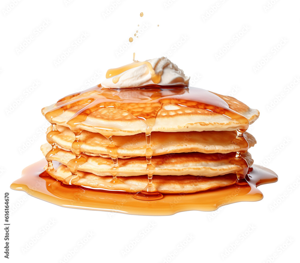 Poster Pancakes with maple syrup isolated on a transparent background ...