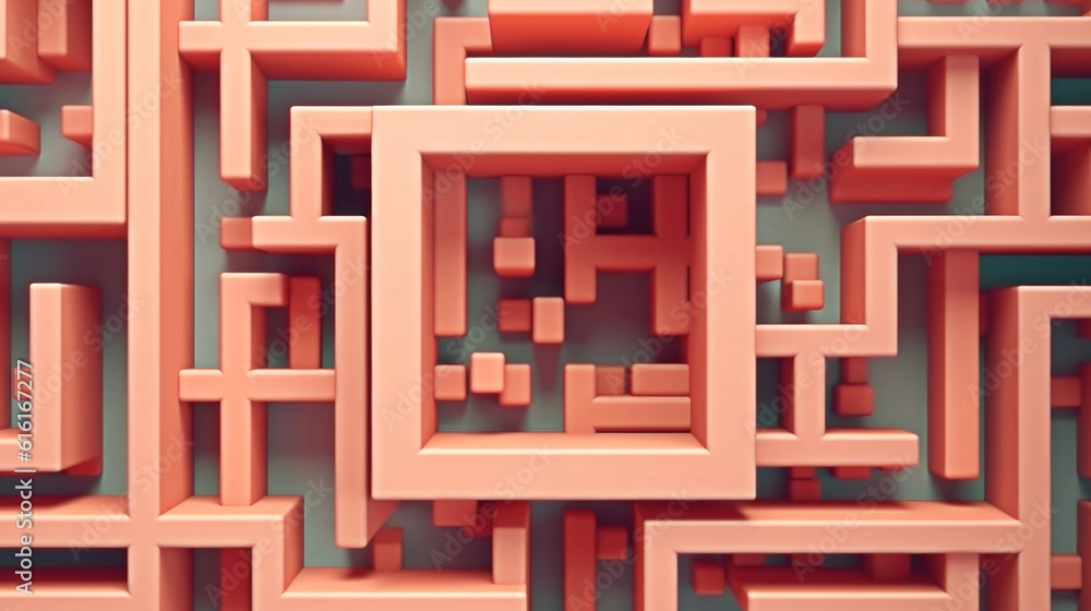 Get Lost In The Stunning Pink Cube Maze With A Central Square On Red ...