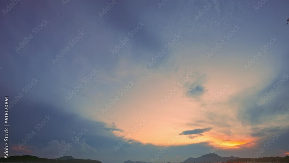 Timelapse Clouds Forming a rain clouds in stunning sunrise..The sky was ...