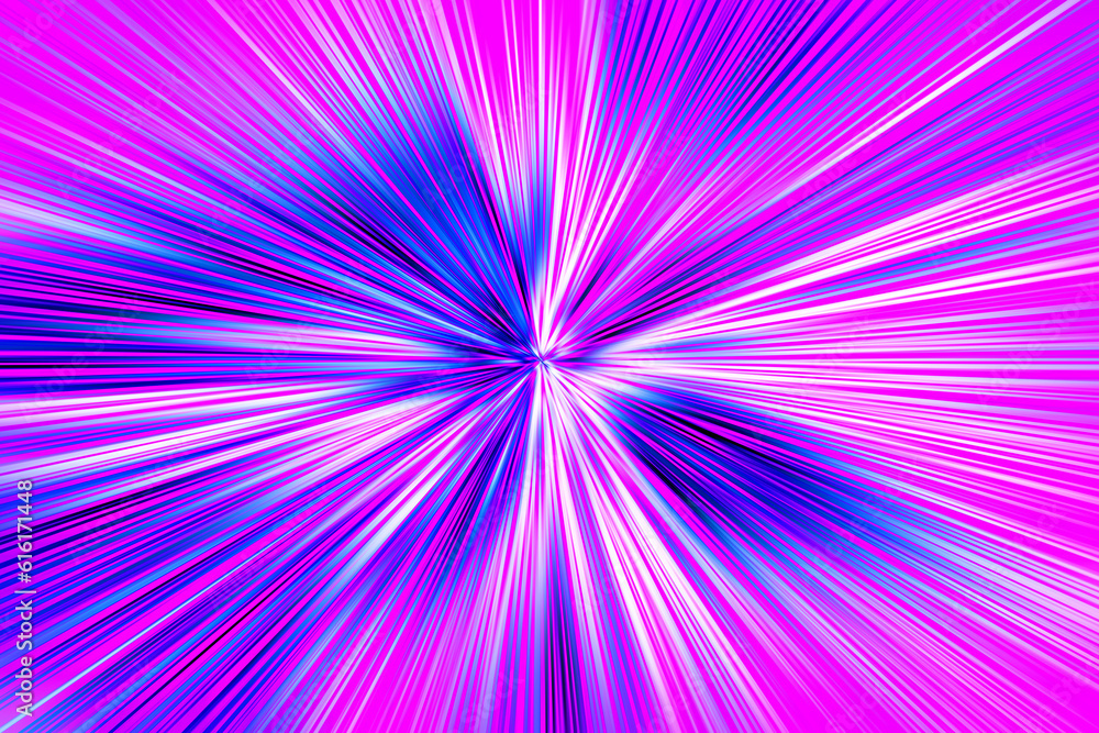 Abstract radial zoom blur surface of in white and blue colors on a pink ...