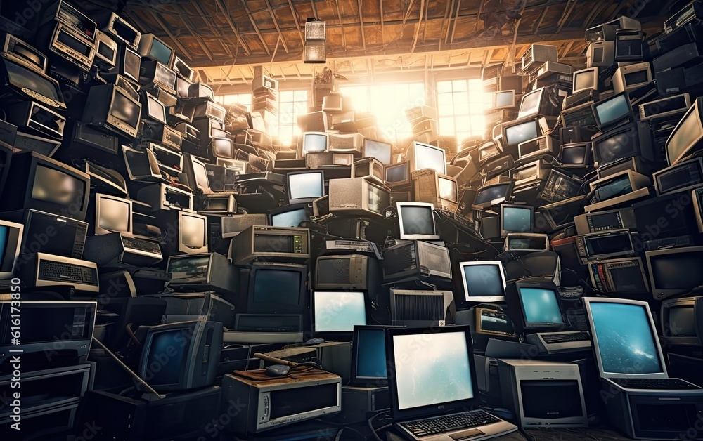 A world where e-waste has created a toxic landscape. Stock Illustration ...