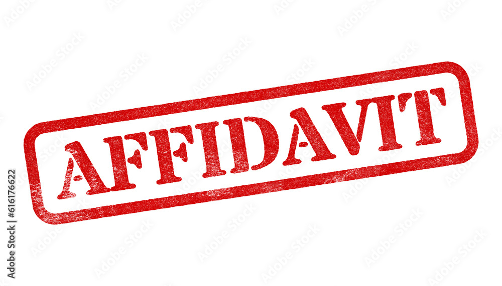 Affidavit red rubber stamp isolated on transparent background with ...