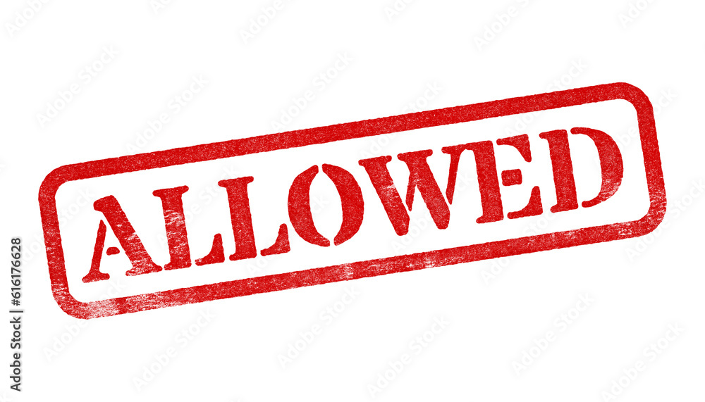 Allowed red rubber stamp isolated on transparent background with ...