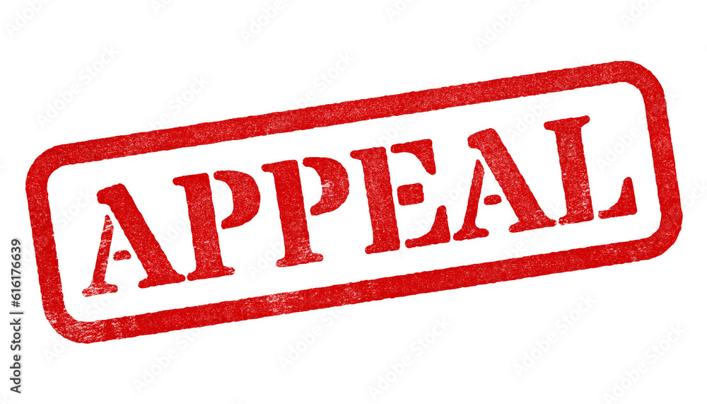 Appeal red rubber stamp isolated on transparent background with ...