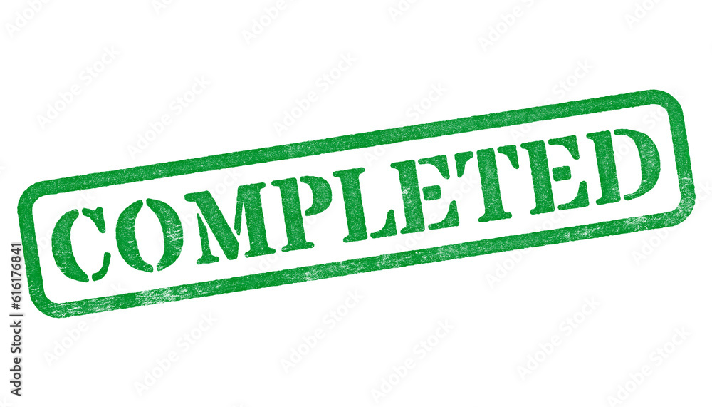 Completed green rubber stamp isolated on transparent background with ...