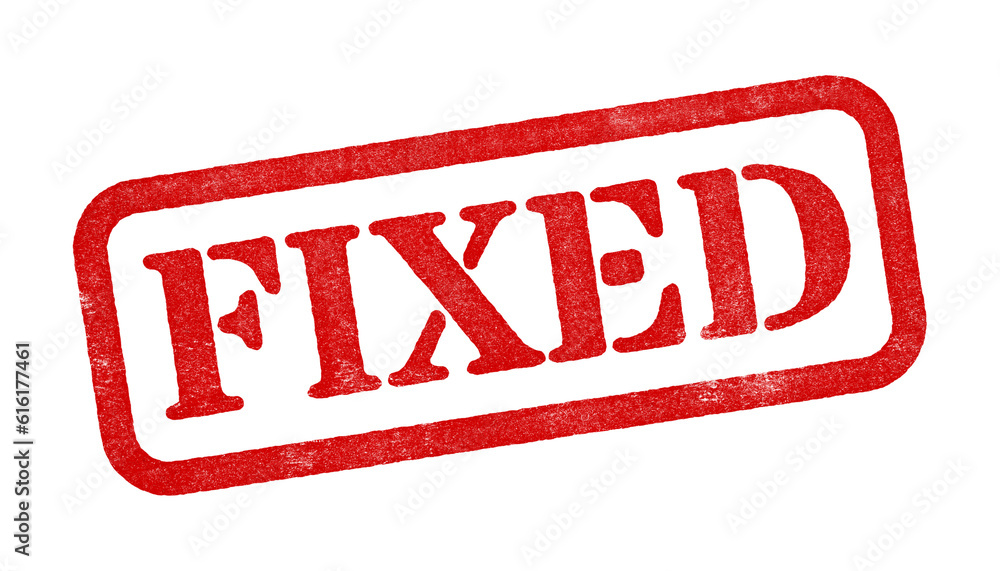 Fixed red rubber stamp isolated on transparent background with ...