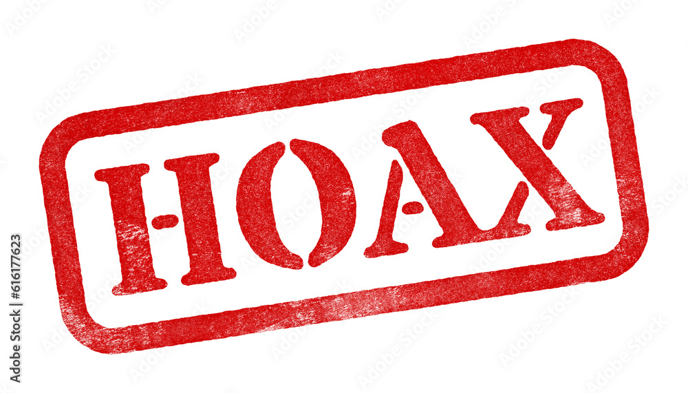 Hoax red rubber stamp isolated on transparent background with ...