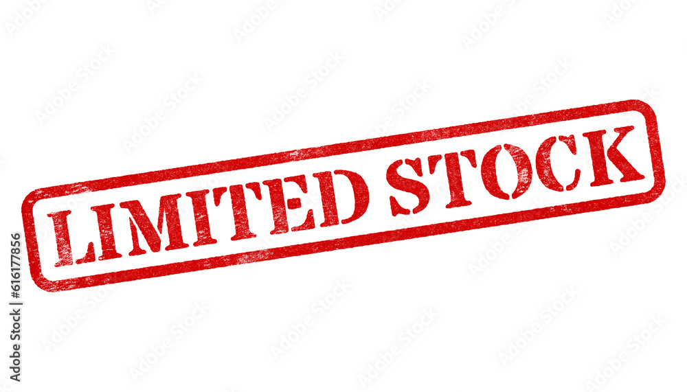 Limited Stock red rubber stamp isolated on transparent background with ...
