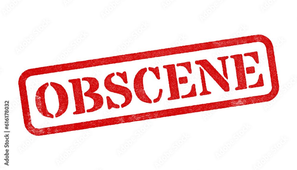 Obscene red rubber stamp isolated on transparent background with ...