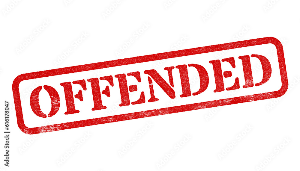 Offended red rubber stamp isolated on transparent background with ...